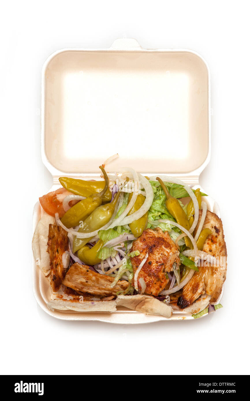 Chicken kebab isolated on a white studio background Stock Photo - Alamy