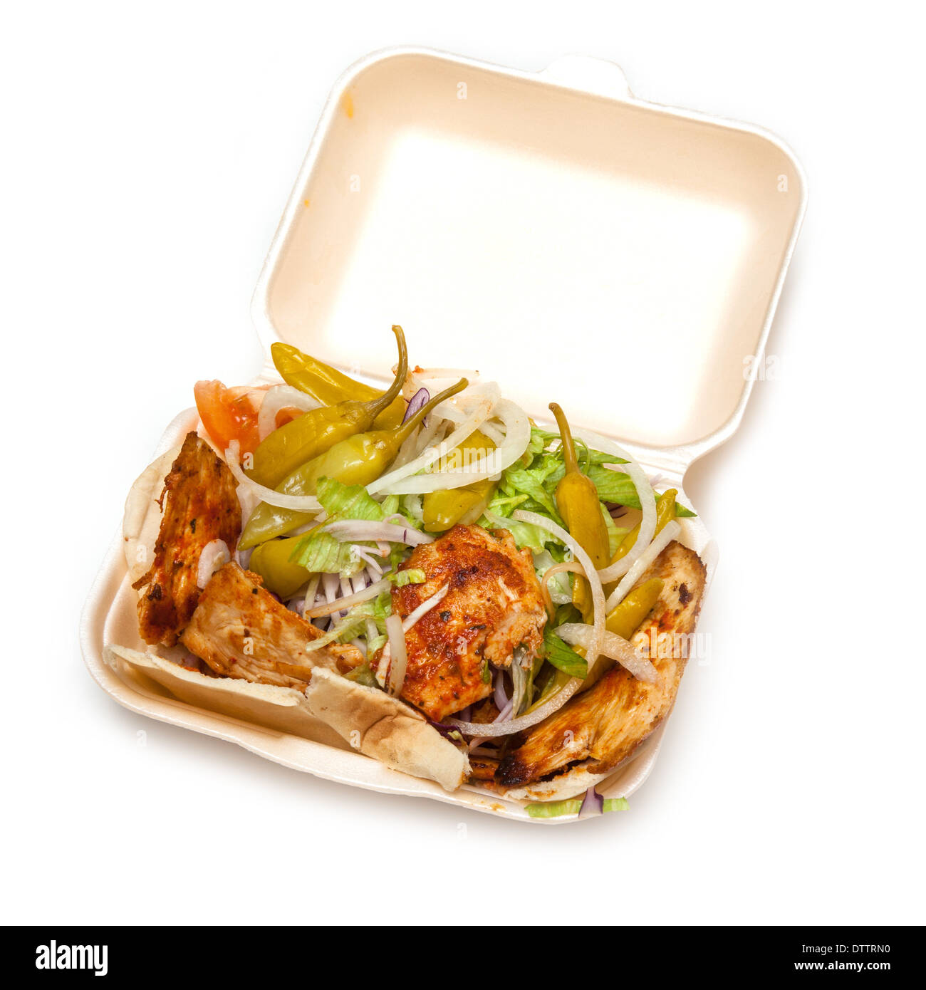 Chicken kebab isolated on a white studio background Stock Photo - Alamy