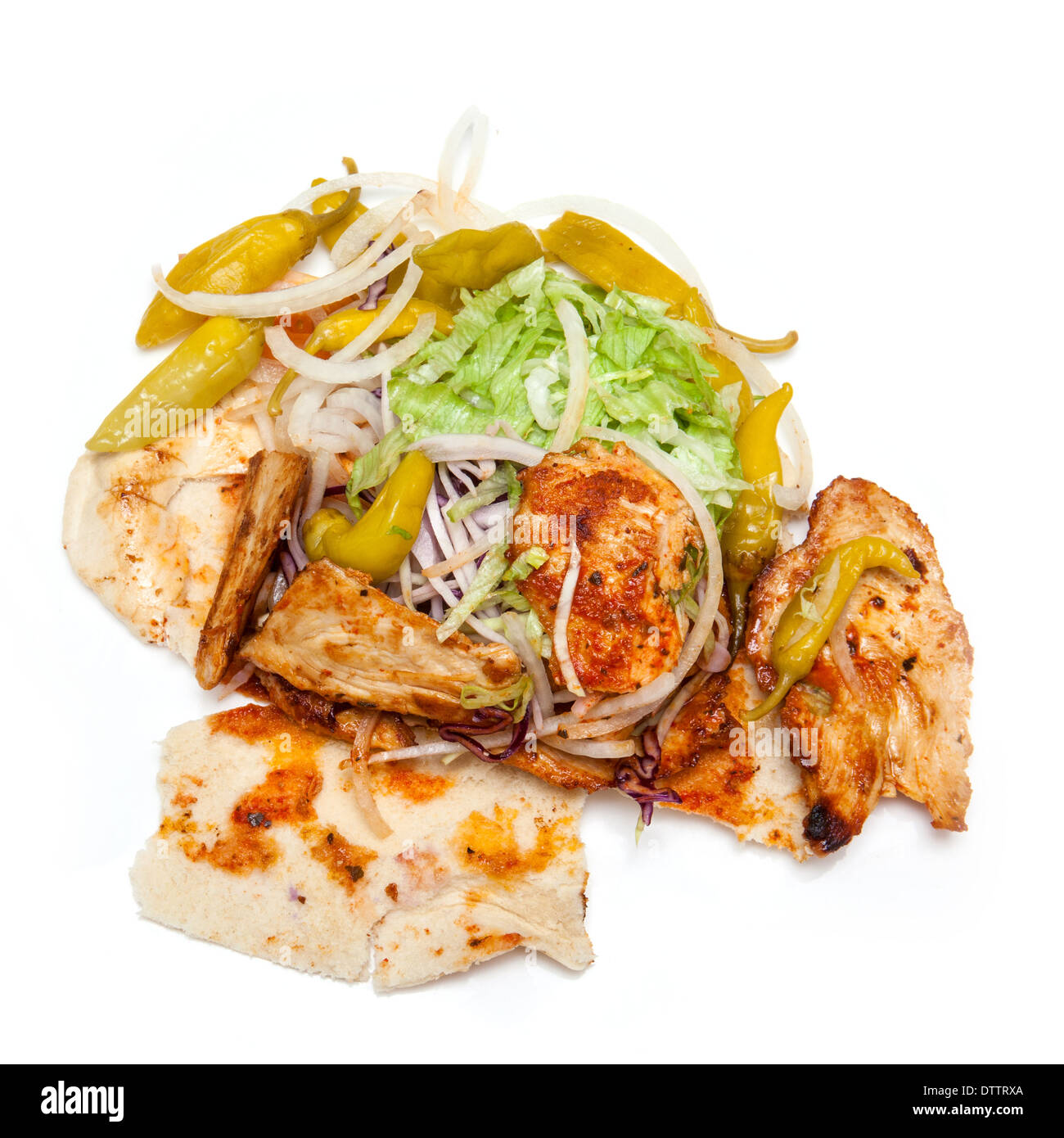 Chicken kebab isolated on a white studio background Stock Photo - Alamy