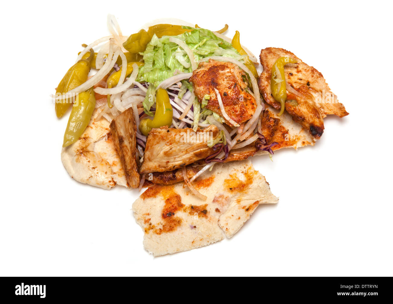 Chicken kebab isolated on a white studio background Stock Photo - Alamy