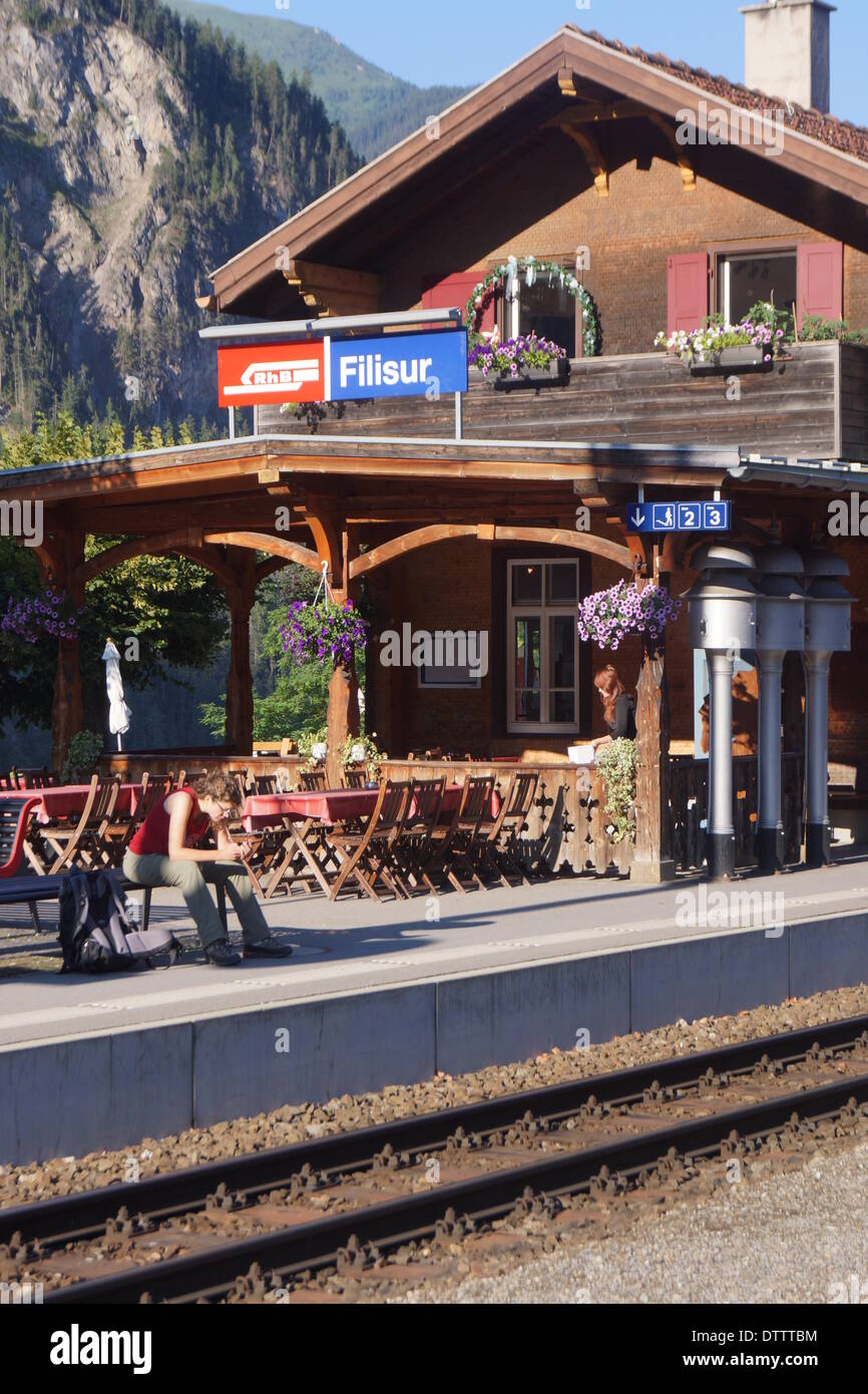train station filisur,switzerland Stock Photo - Alamy