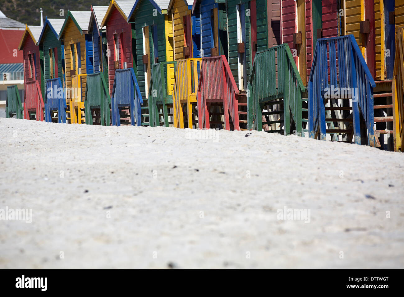 Row of beach huts on the water front Stock Photo - Alamy