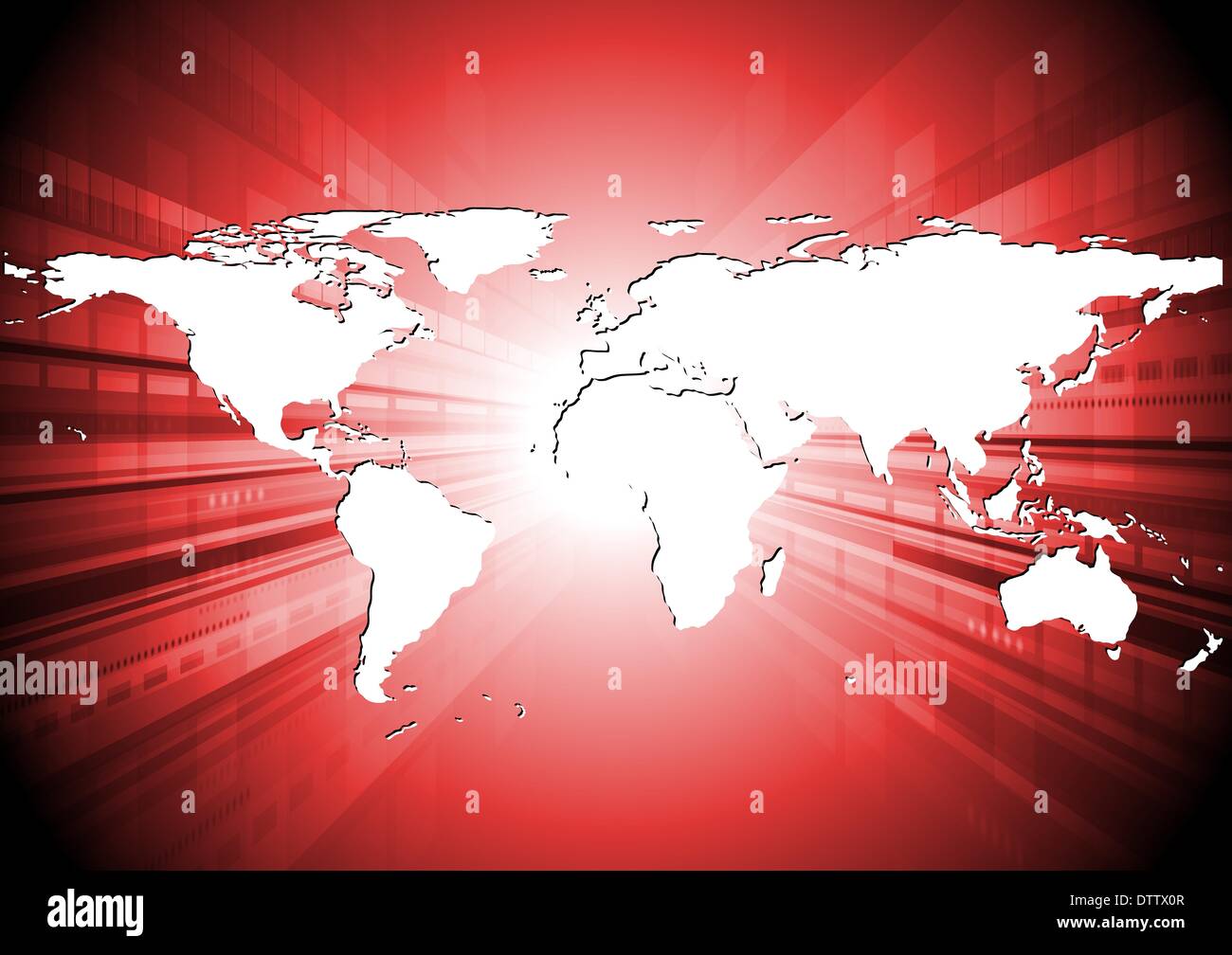 Red tech background with world map Stock Photo - Alamy