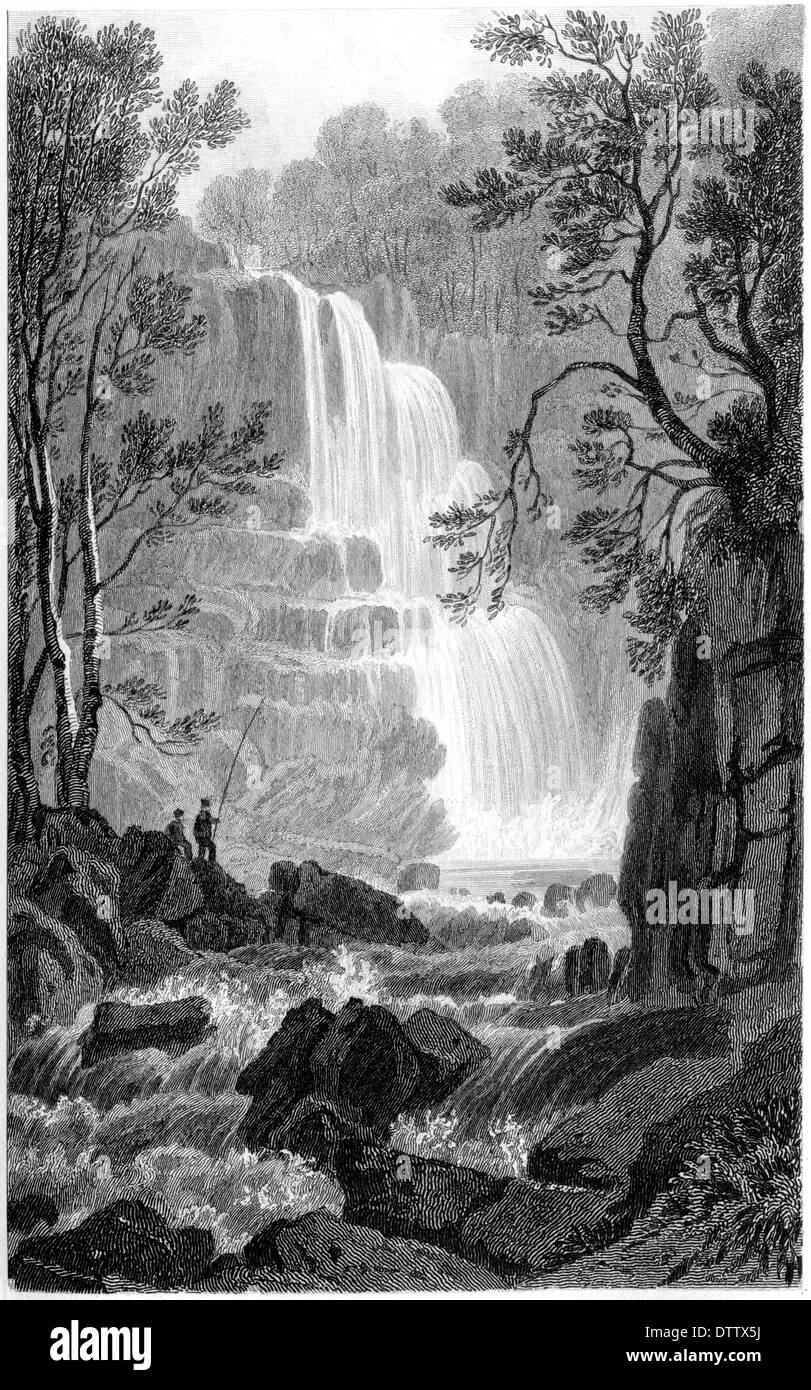 Pistyll y cain waterfall Black and White Stock Photos & Images - Alamy