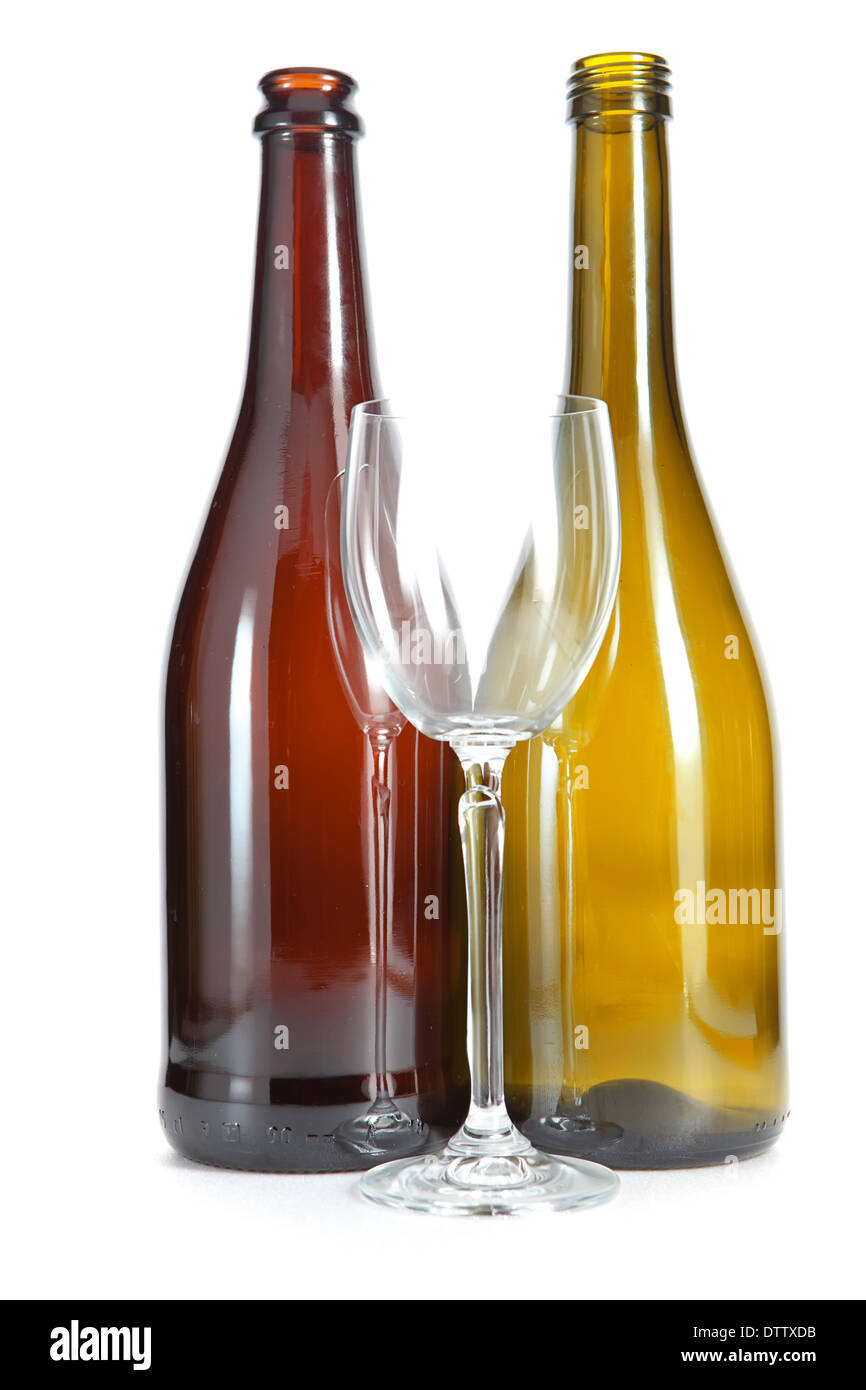 Bright colorful wine bottles and glass Stock Photo - Alamy