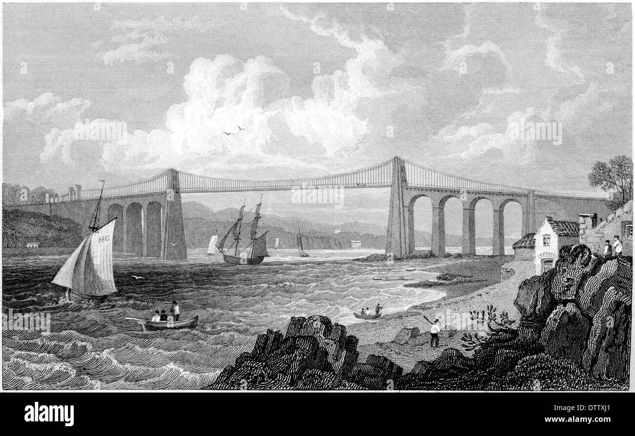 Menai suspension bridge drawing hi-res stock photography and images - Alamy