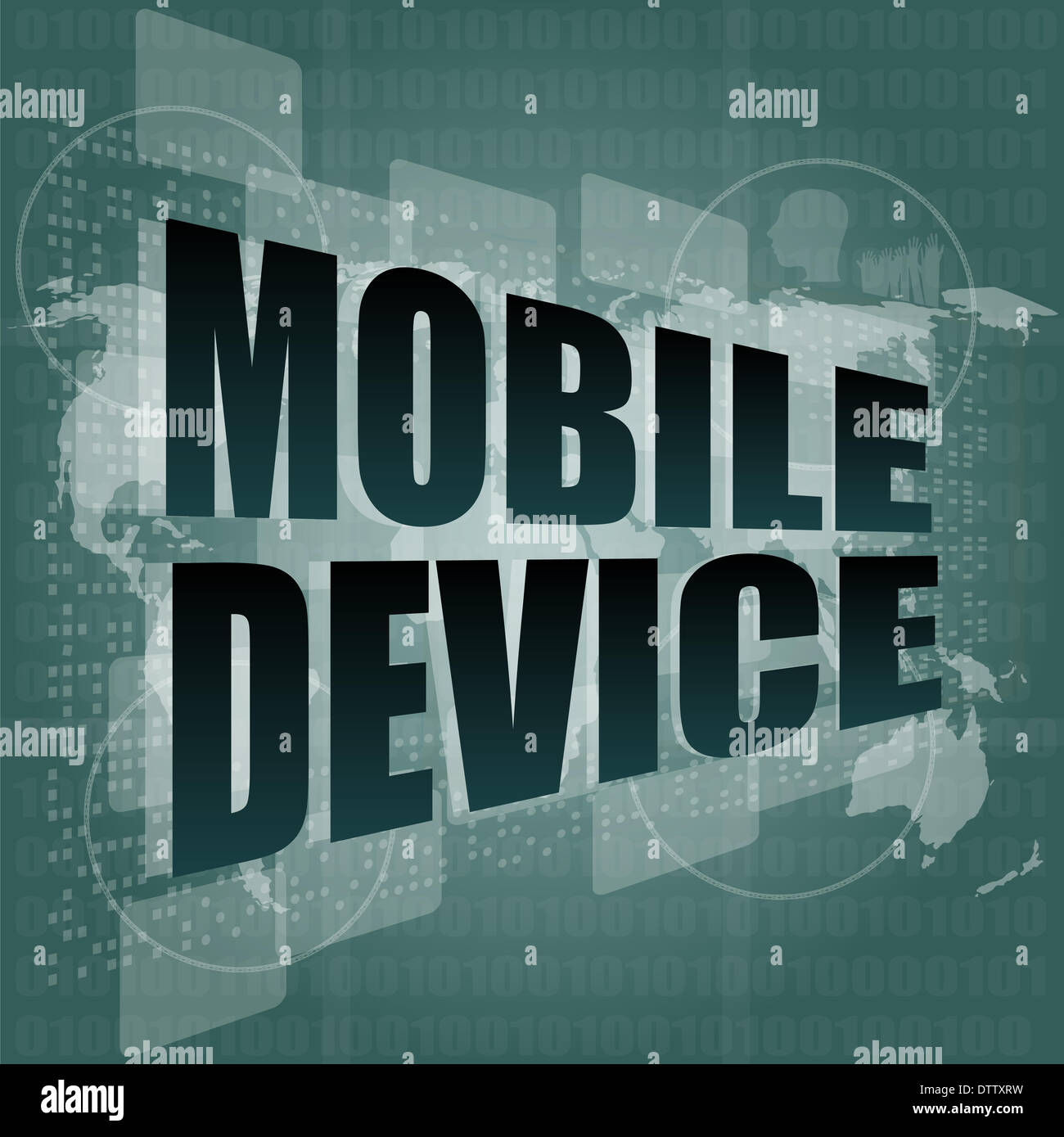 word mobile devices on digital screen 3d Stock Photo - Alamy