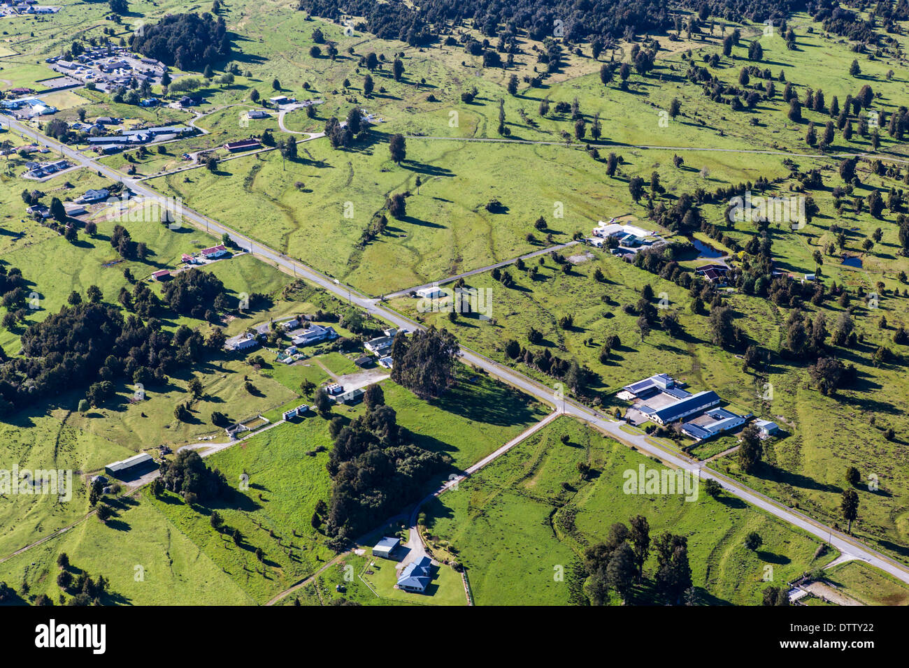 Aerial view of rural landscape, Fox Glacier, New Zealand Stock Photo ...
