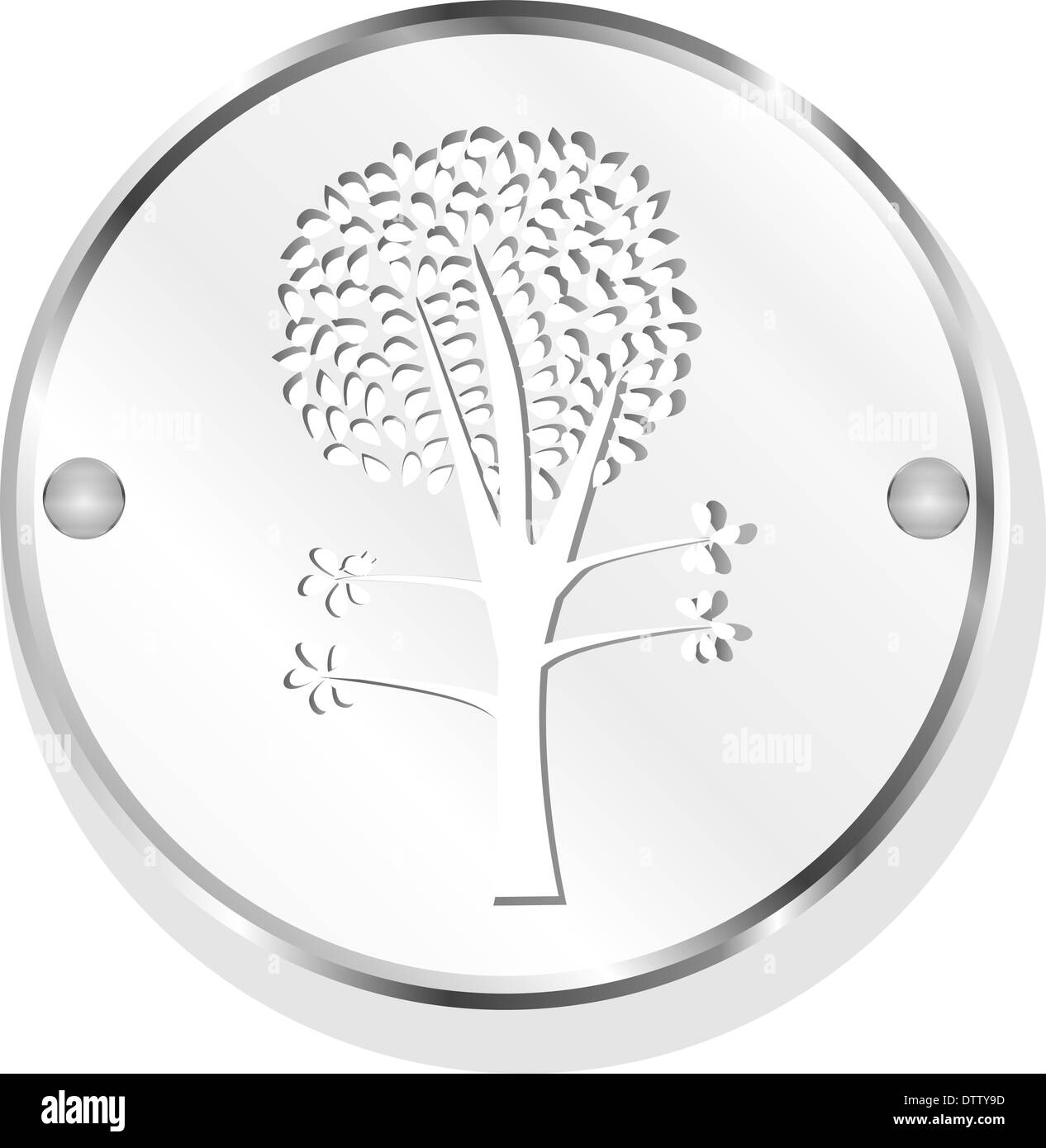 tree on the metal icon button Stock Photo - Alamy