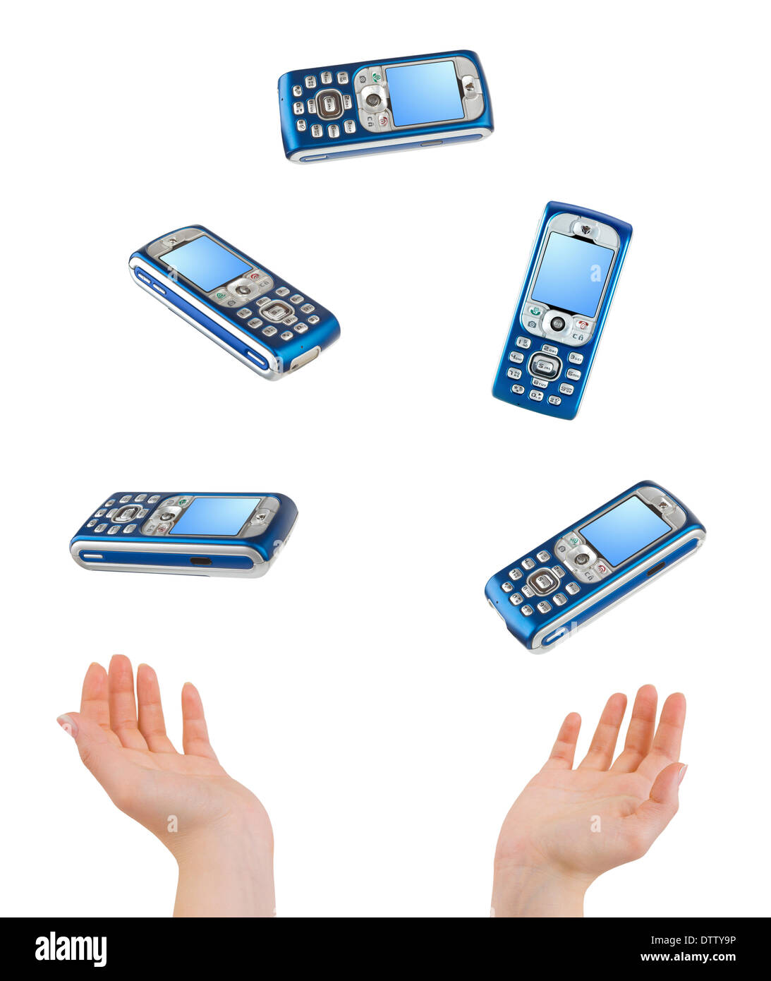 Juggling hands and phones Stock Photo - Alamy