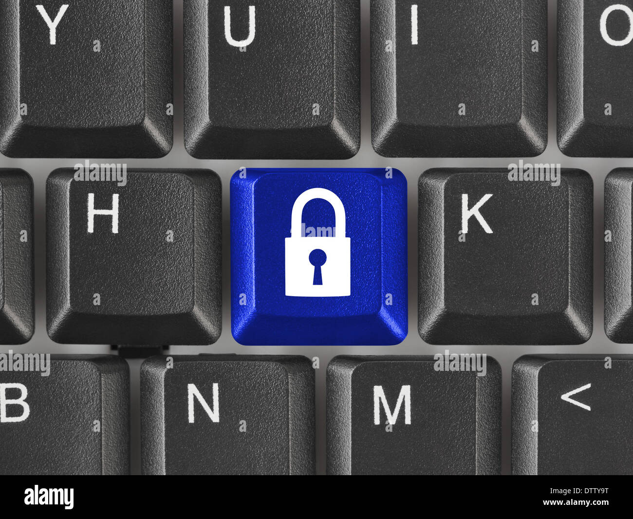 Computer keyboard with security key Stock Photo - Alamy