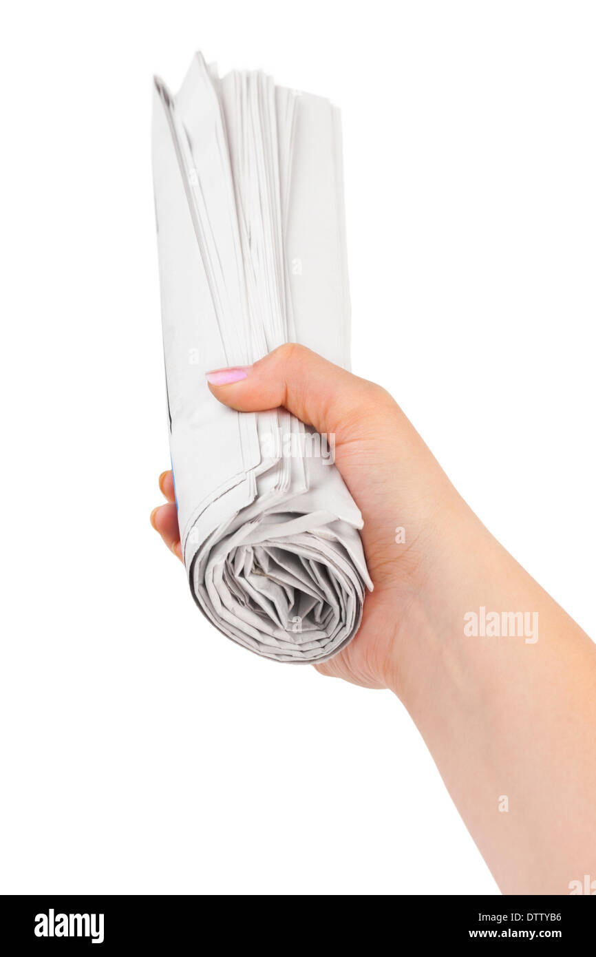 Hand giving newspapers Stock Photo - Alamy