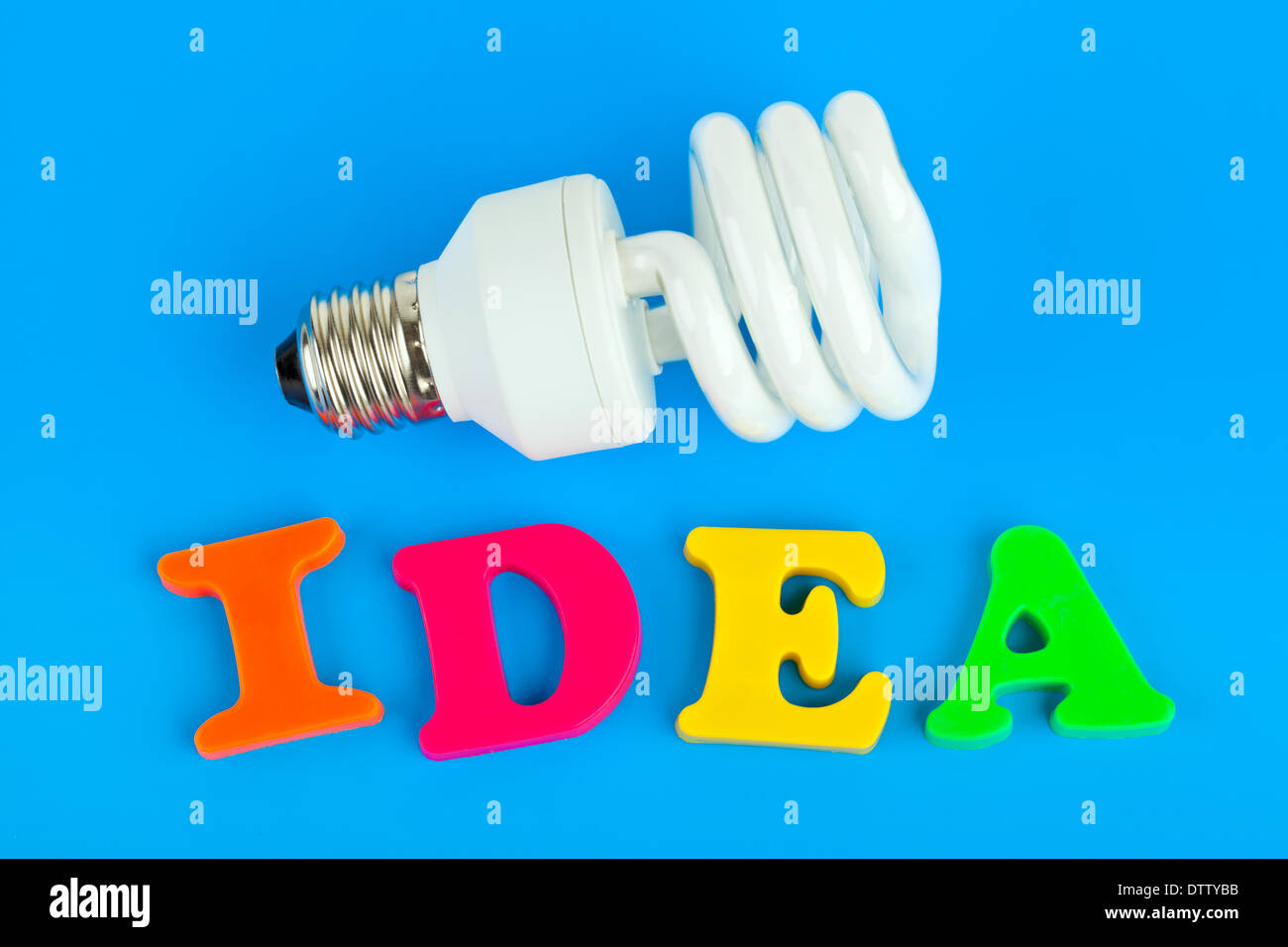 Lamp and word Idea Stock Photo - Alamy