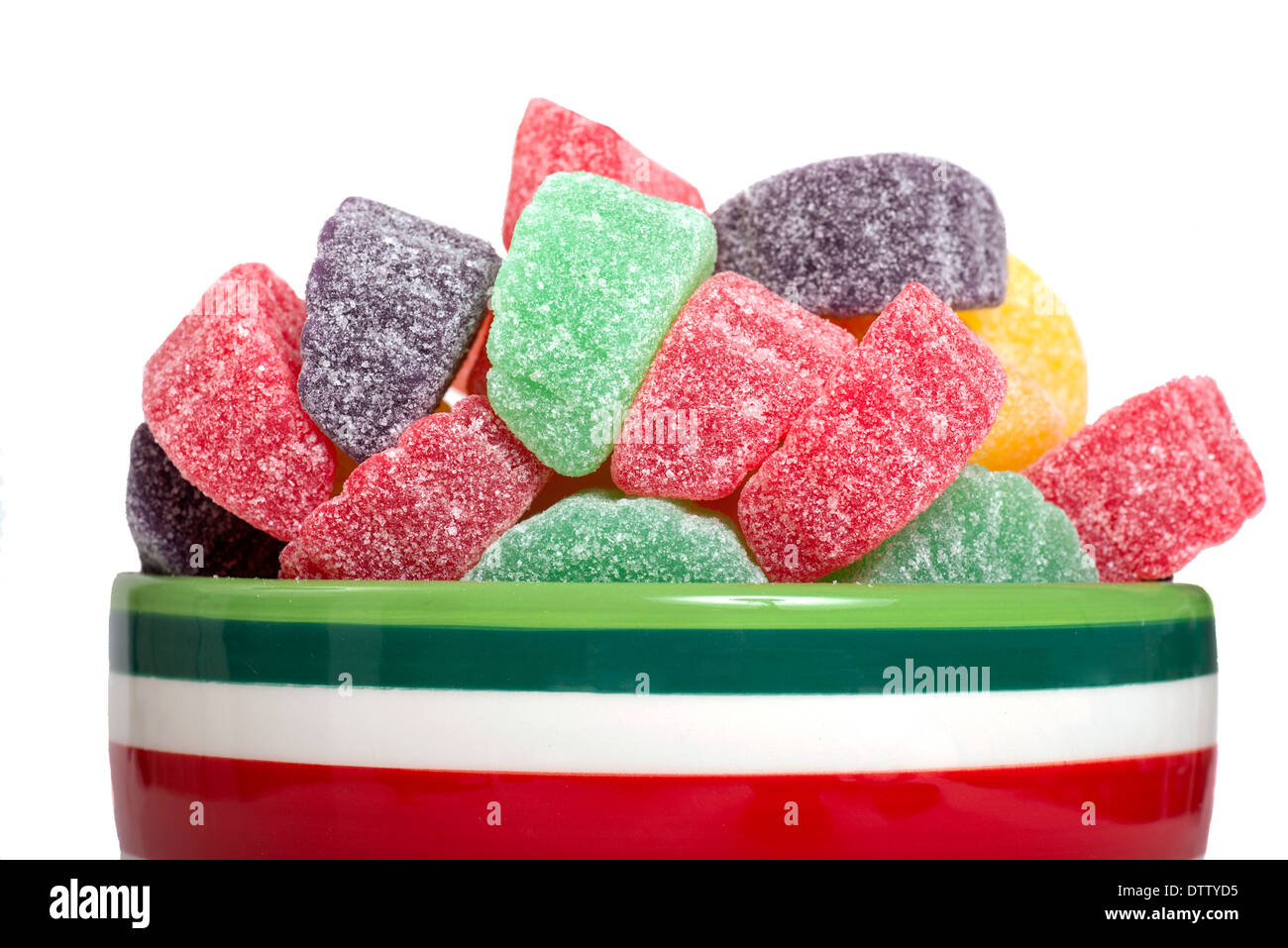 Holiday gumdrop candies in a variety of colors and flavors in a festive ...