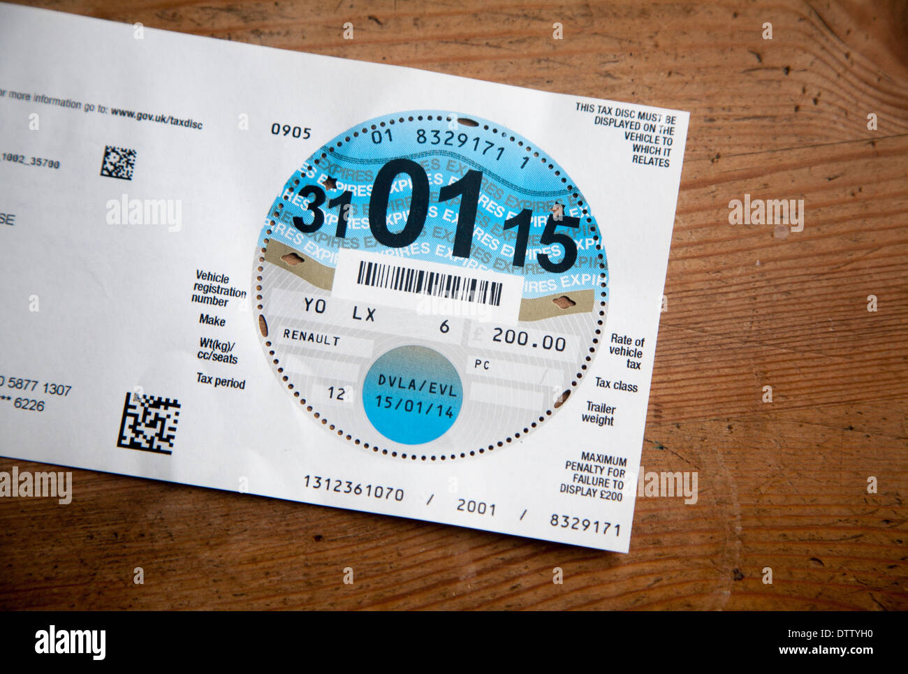 Paper vehicle licence tax disc issued by the DVLA, UKtaxed until end of ...