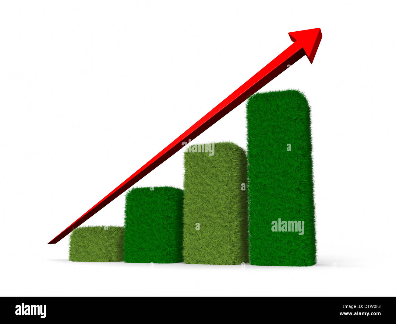 Green grassy growth chart with red arrow isolated on white background ...