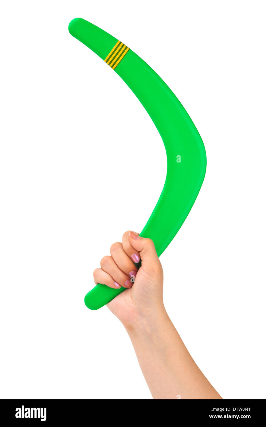 Hand with boomerang Stock Photo - Alamy