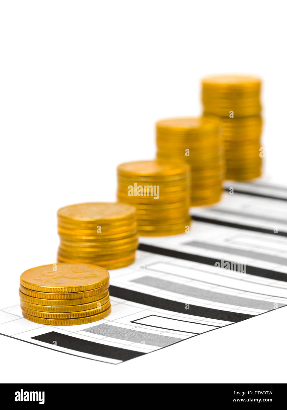 Coins and diagram Stock Photo - Alamy