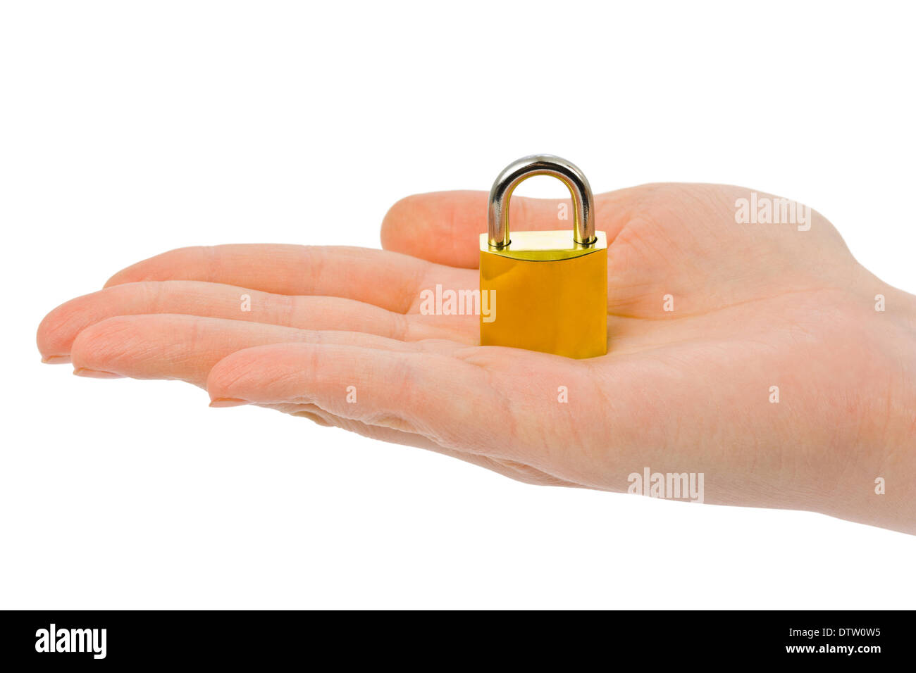 Hand and lock Stock Photo - Alamy