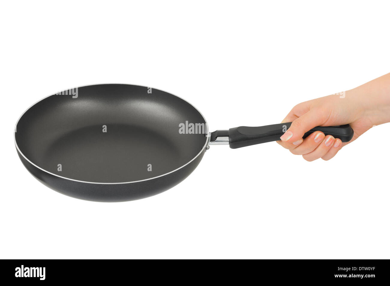 Hand with frying pan Stock Photo - Alamy