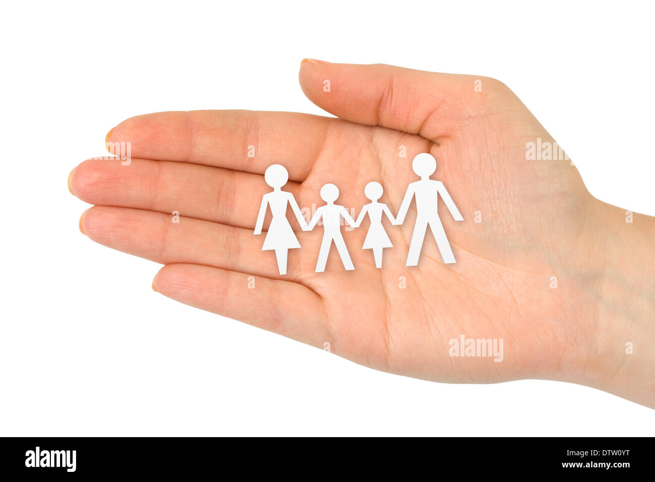 Paper family in hand Stock Photo - Alamy