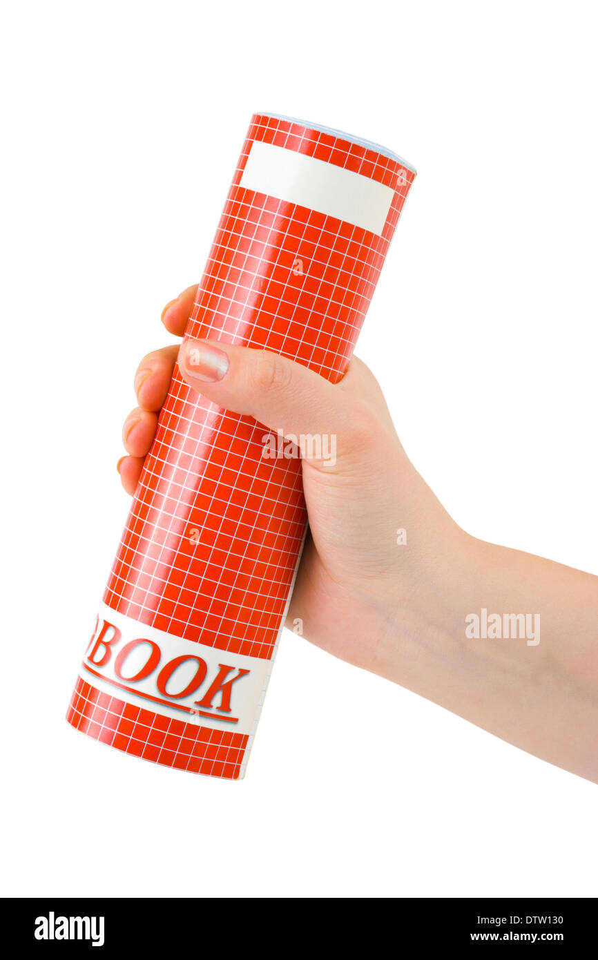 School book in hand Stock Photo - Alamy
