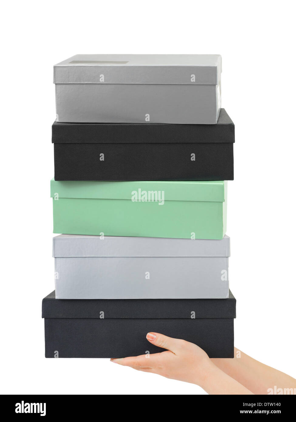 Woman holding group gift boxes hi-res stock photography and images - Alamy