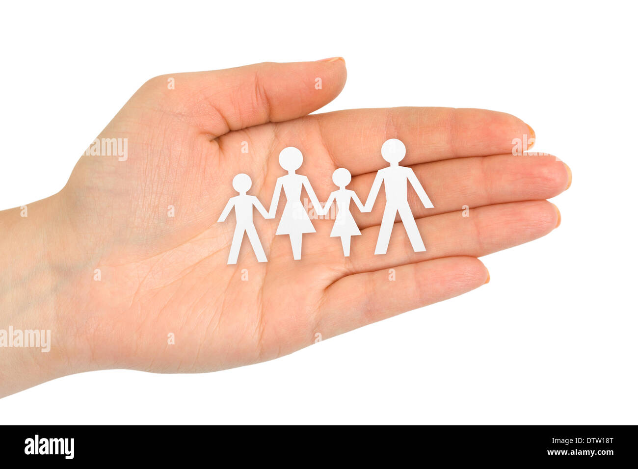 Paper family in hand Stock Photo - Alamy