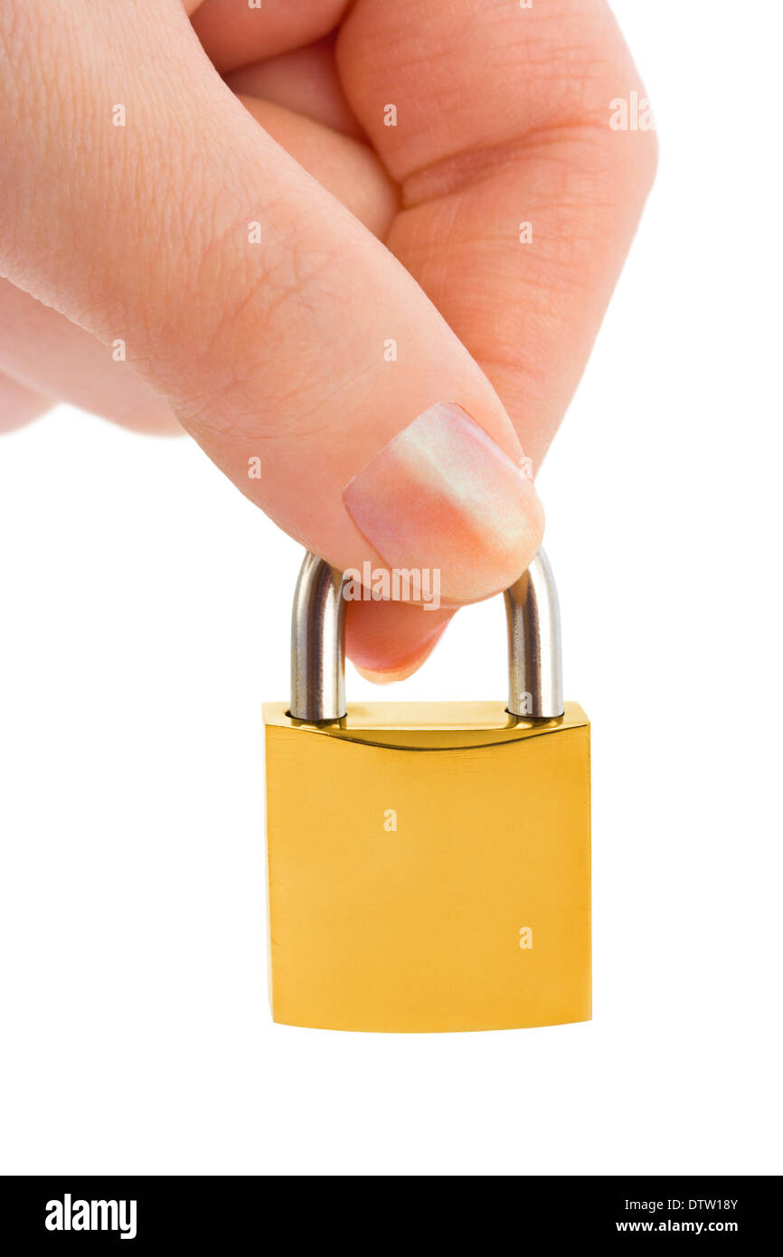 Hand and lock Stock Photo - Alamy