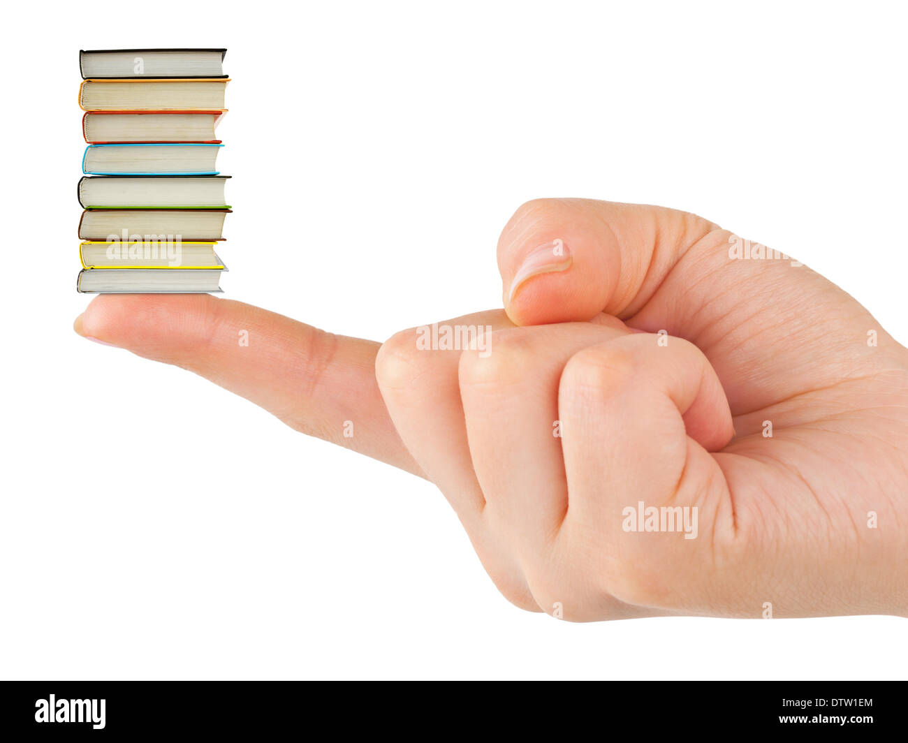 Hand and small books Stock Photo - Alamy