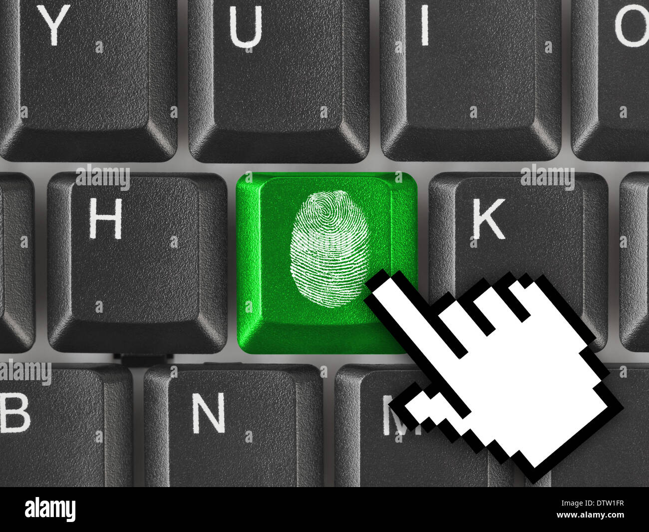 Computer keyboard with fingerprint Stock Photo - Alamy