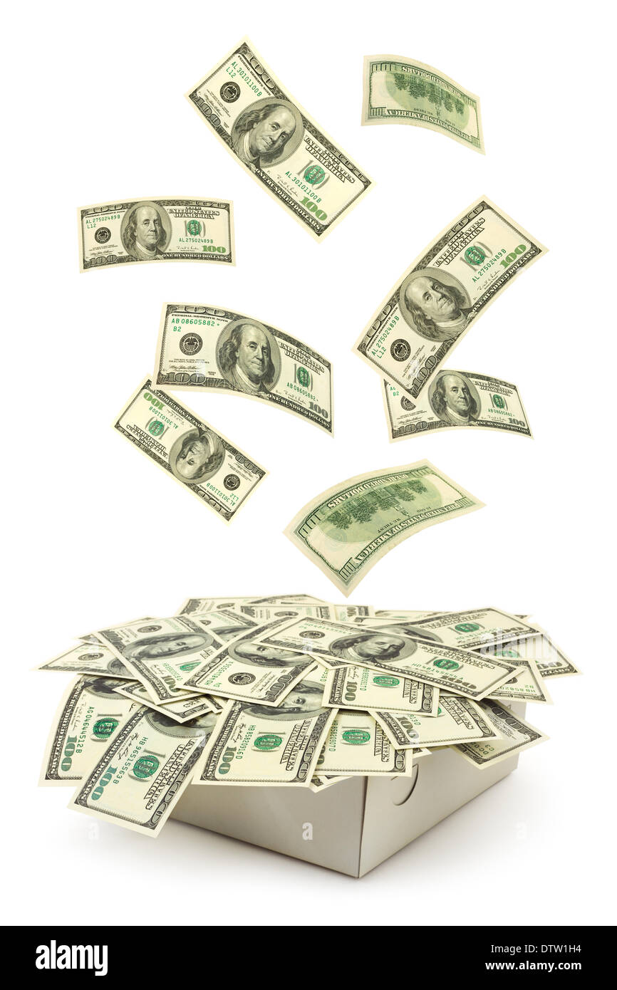 Money flying box Cut Out Stock Images & Pictures - Alamy