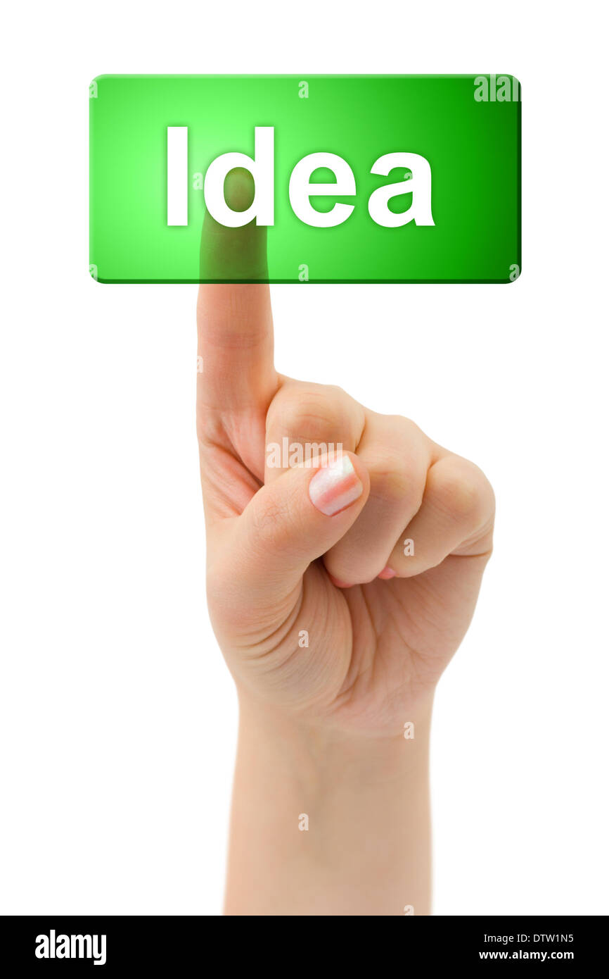 Hand and button Idea Stock Photo - Alamy