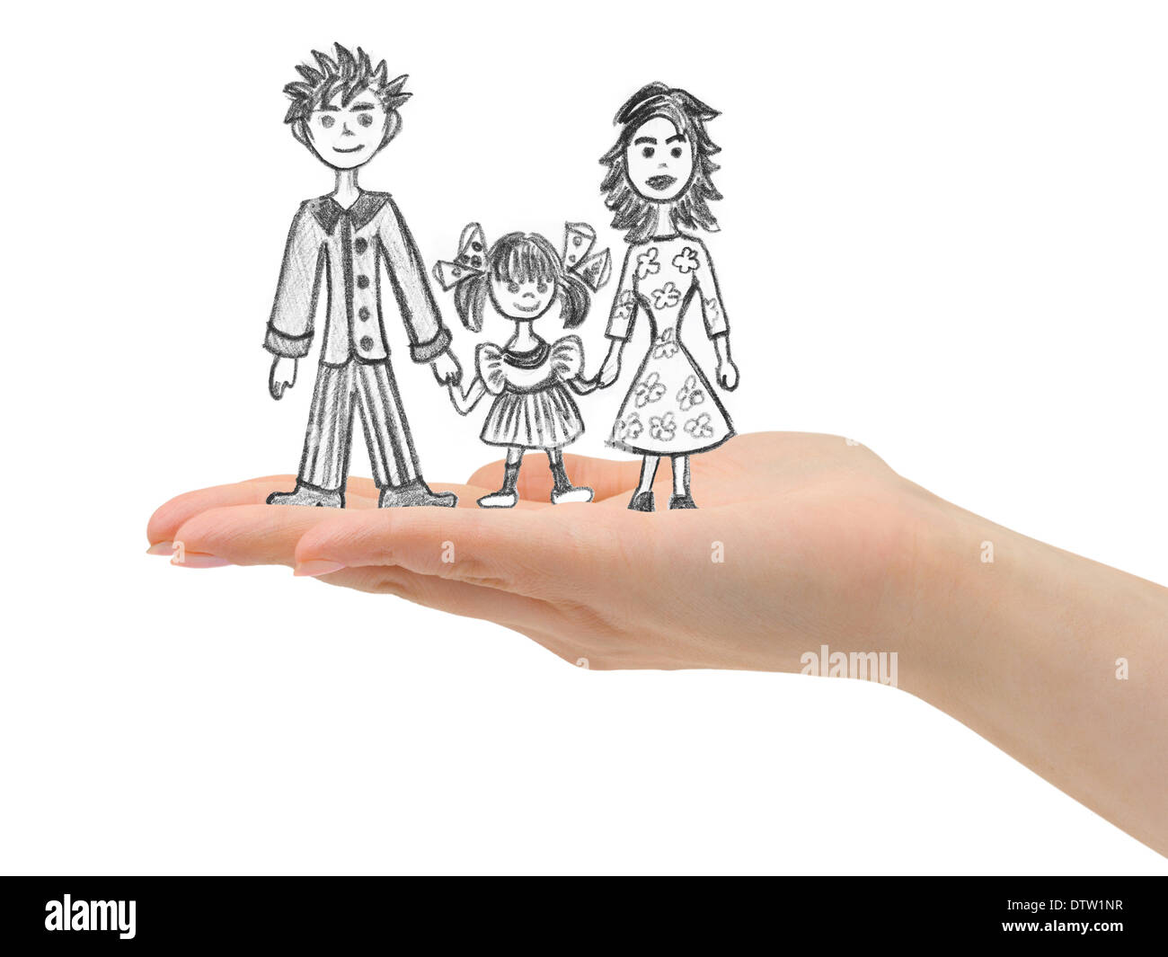 Happy family in hand Stock Photo - Alamy