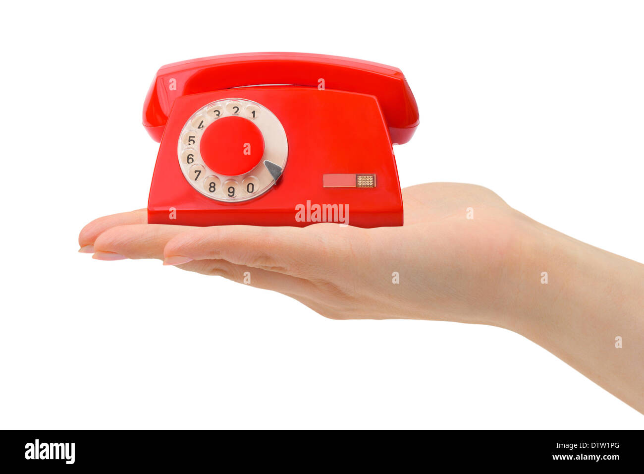 Hand with telephone Stock Photo - Alamy