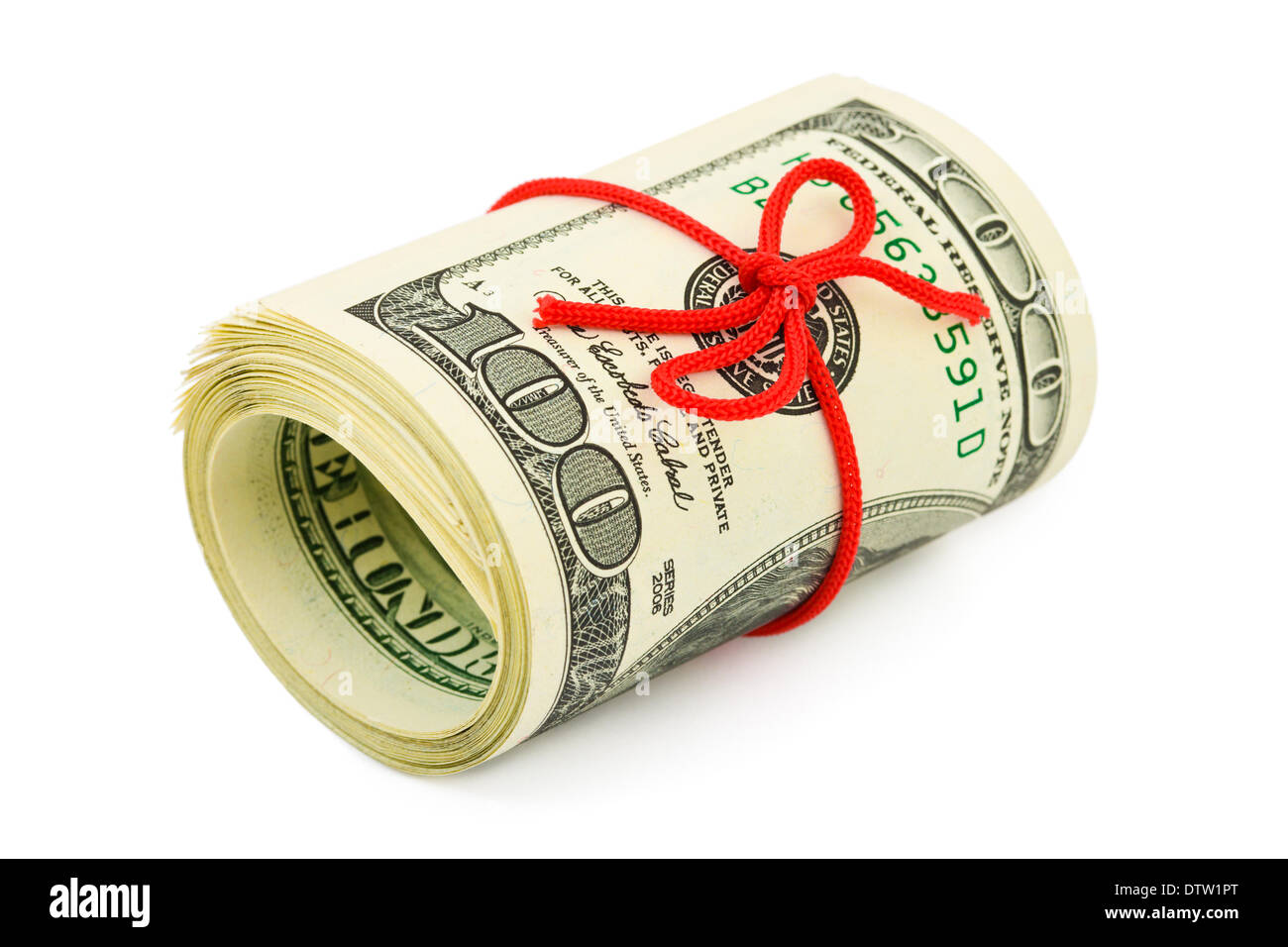 Roll of money and bow Stock Photo - Alamy