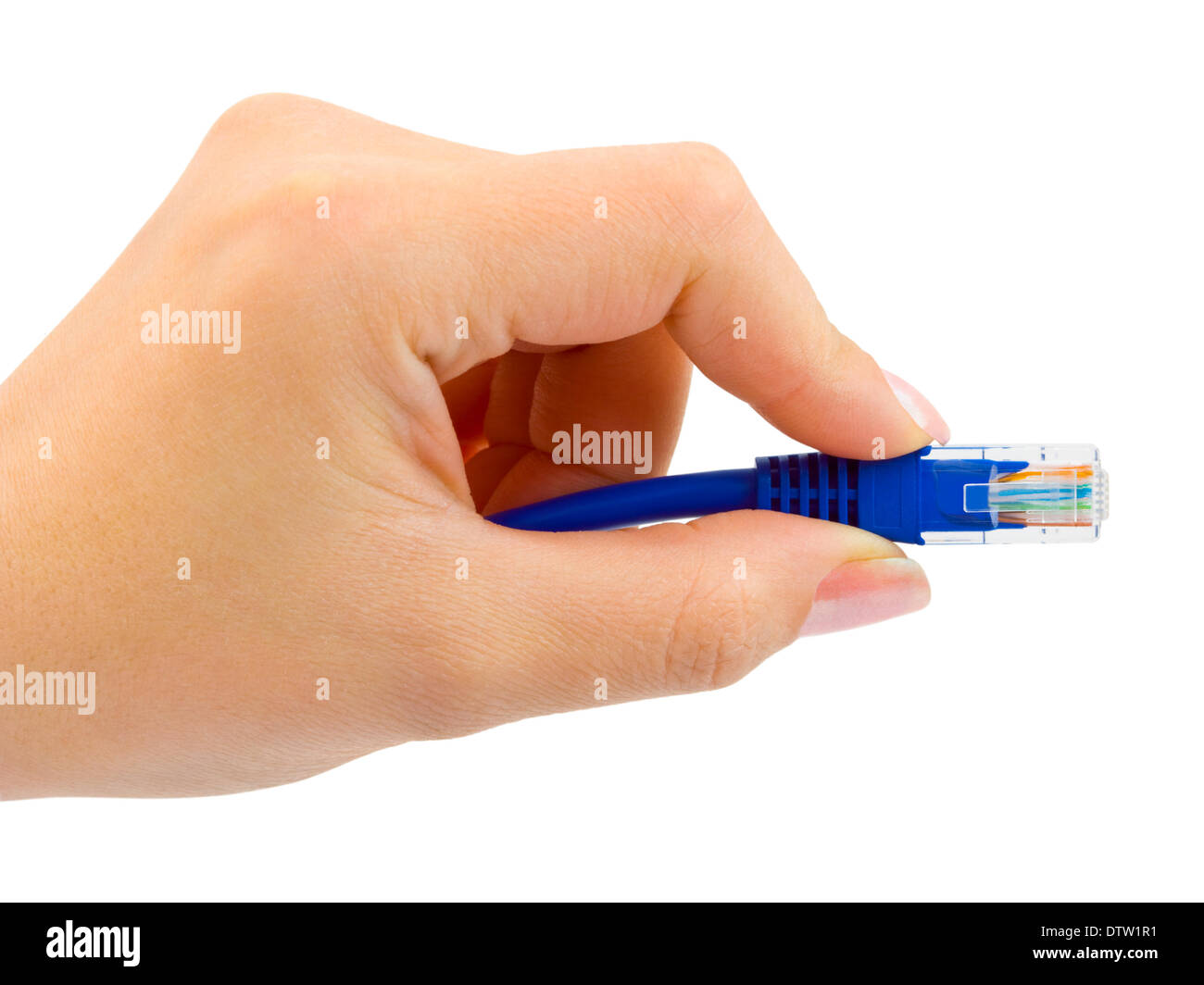 Computer cable in hand Stock Photo - Alamy