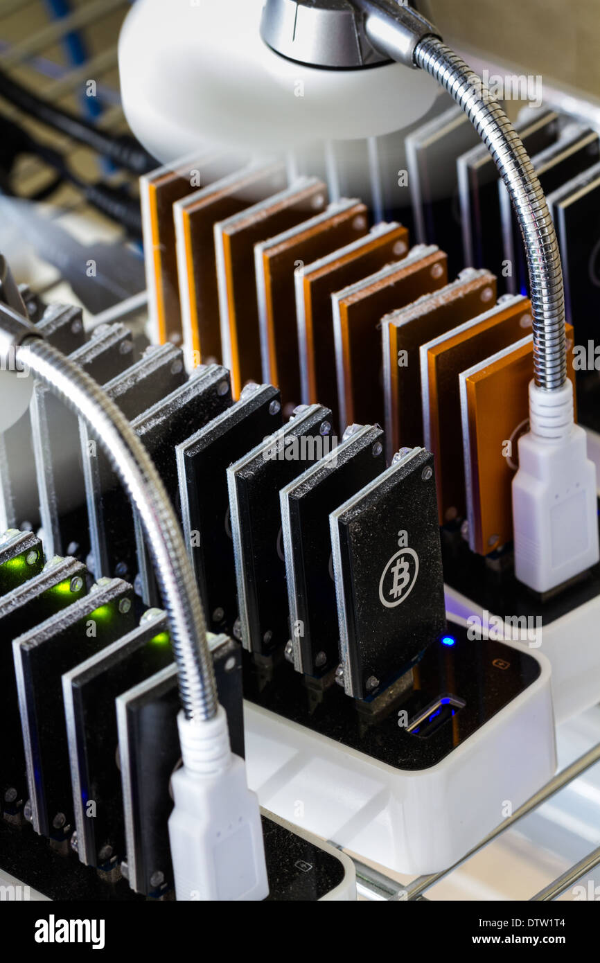 Row of bitcoin mining machine hi-res stock photography and images - Alamy