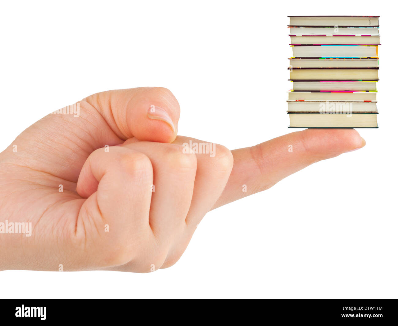 Hand and small books Stock Photo - Alamy