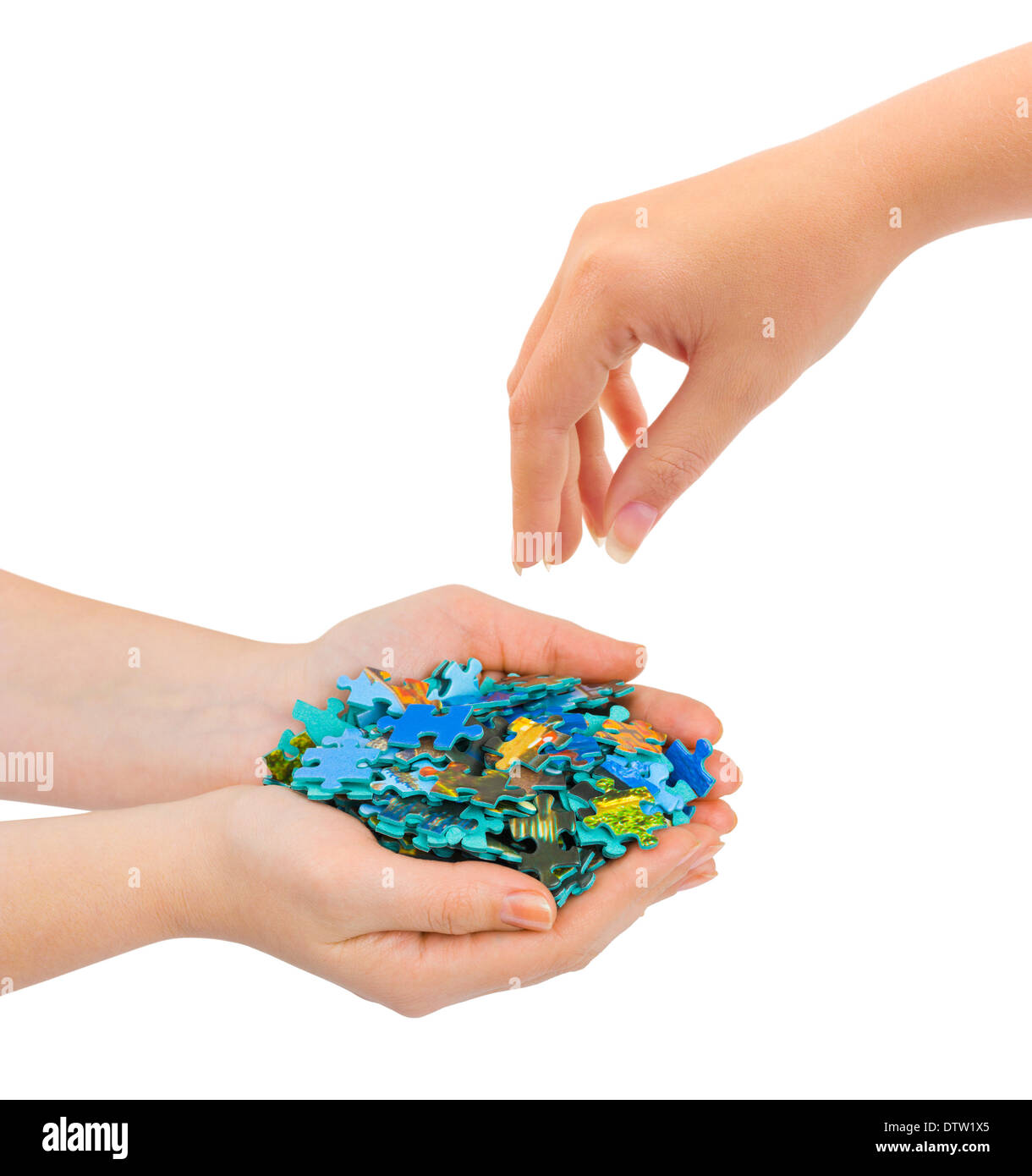 Hands and puzzle Stock Photo - Alamy