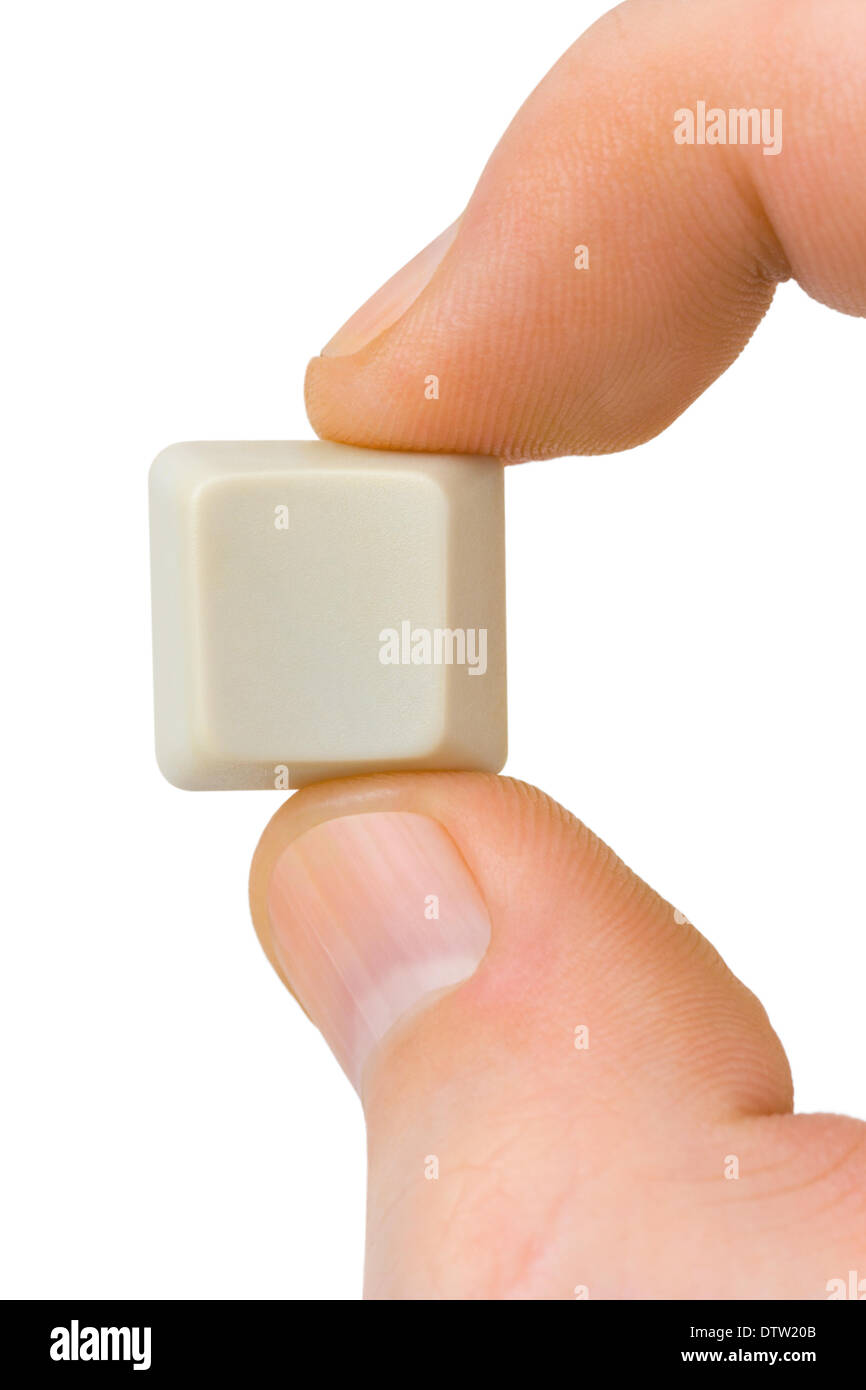 Computer button in hand Stock Photo - Alamy