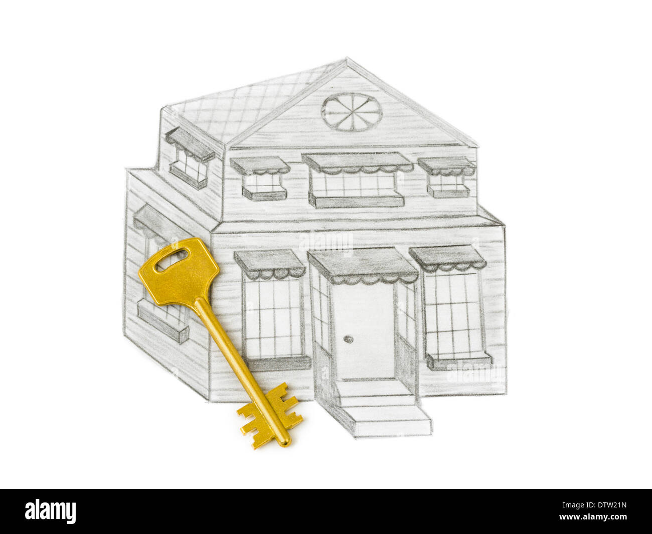Drawing house and key Stock Photo - Alamy