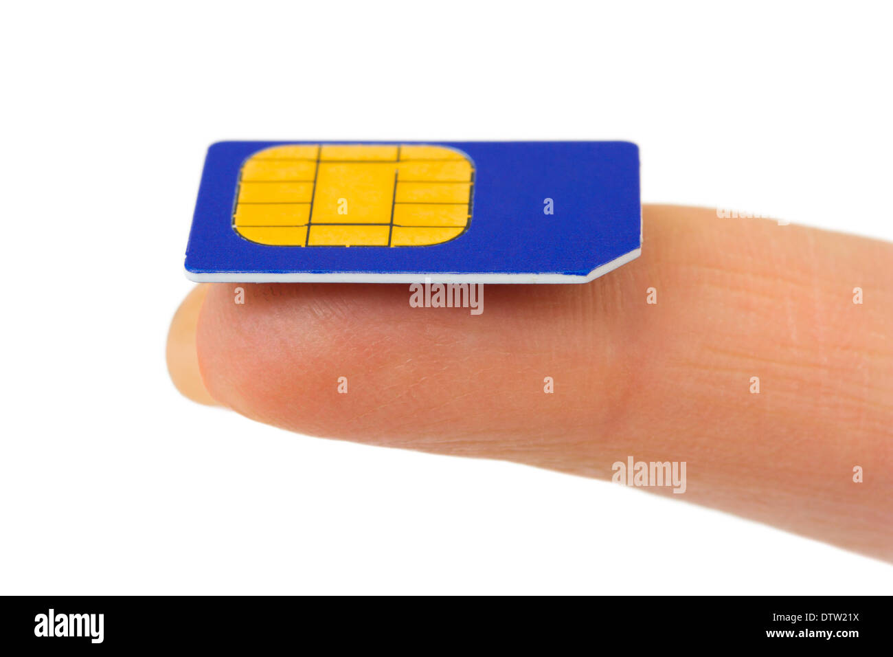 Sim card on finger Stock Photo - Alamy