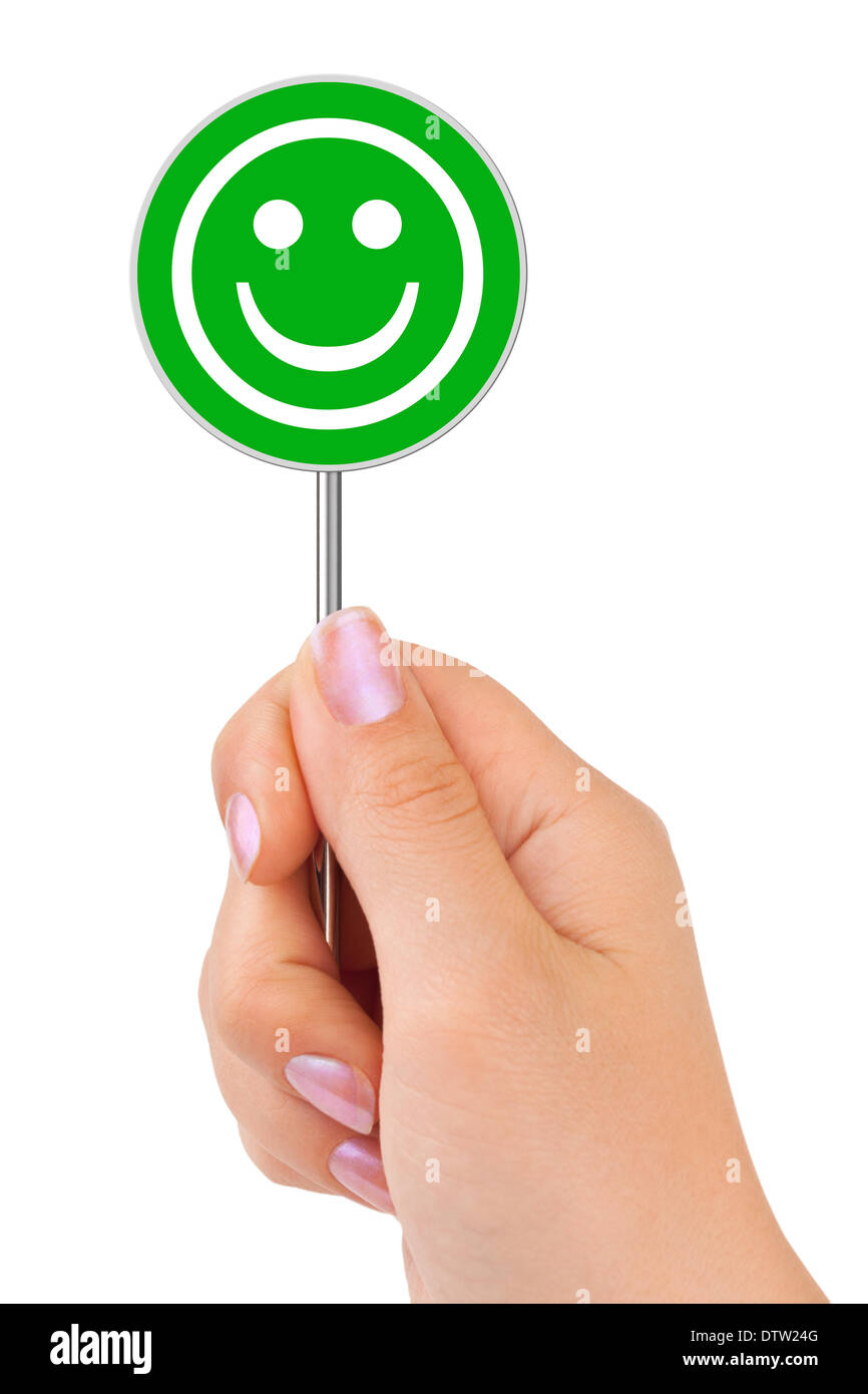 Smile sign in hand Stock Photo - Alamy