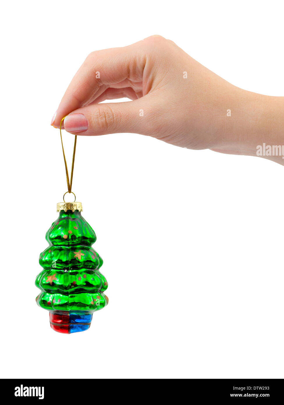 Hand and christmas decoration Stock Photo - Alamy