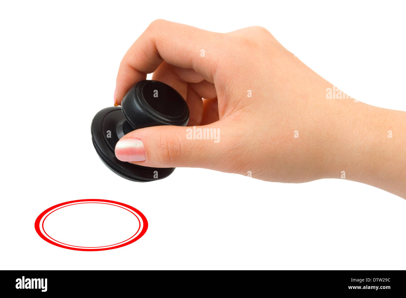 Hand with stamp - copy-space in printout Stock Photo - Alamy