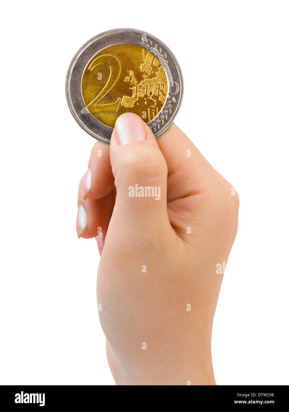 Hand with big coin Stock Photo - Alamy