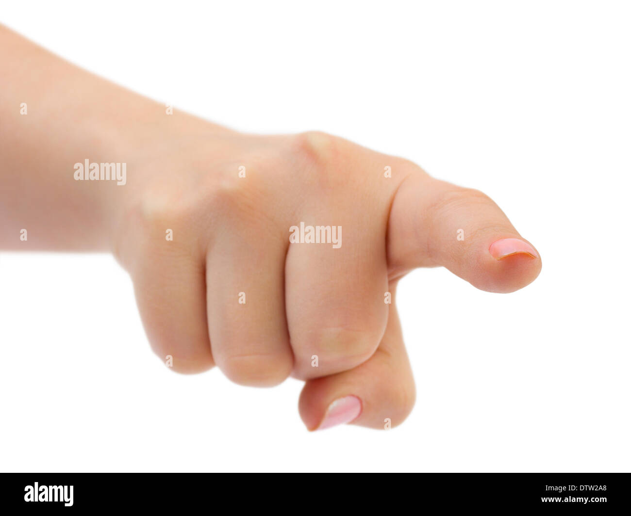 Woman hand pointing right thumb hi-res stock photography and images - Alamy