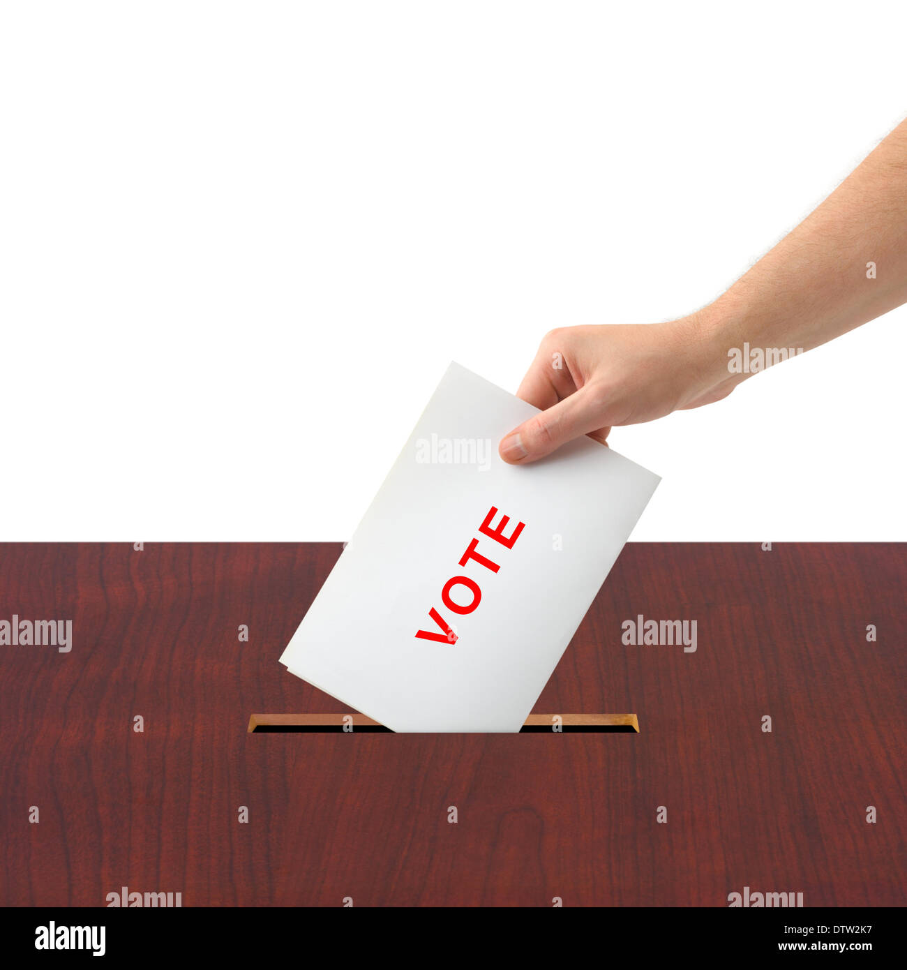 Hand with ballot and box Stock Photo - Alamy