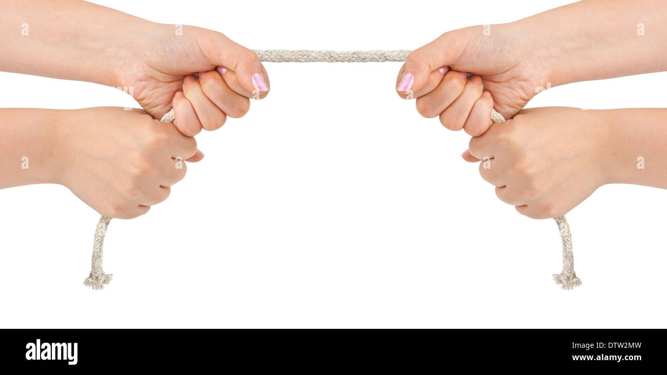 Human hand pulling rope hi-res stock photography and images - Alamy